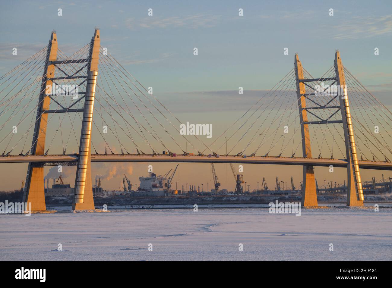 SAINT PETERSBURG, RUSSIA - DECEMBER 10, 2021: Cable-stayed bridge ...