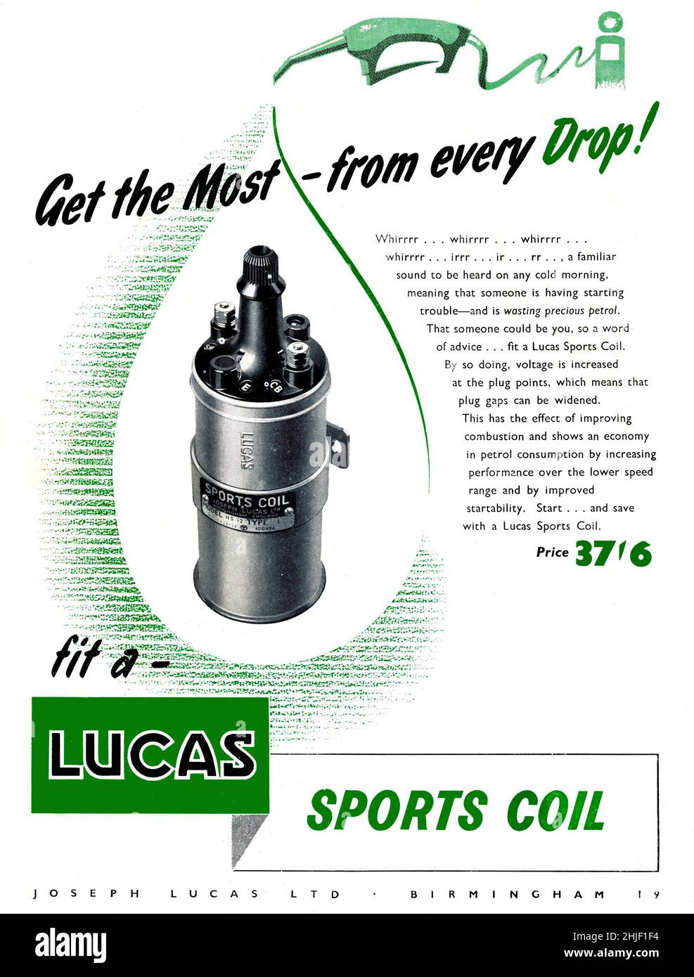 A vintage advert for Lucas car electrical equipment from Motor Sport ...