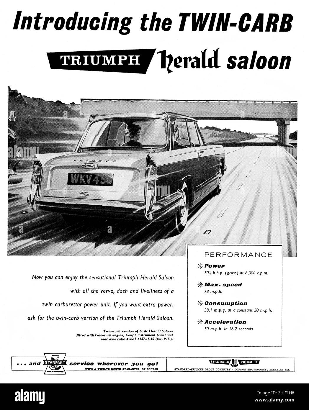 A vintage advert for the Triumph Herald car from Motor Sport Magazine ...