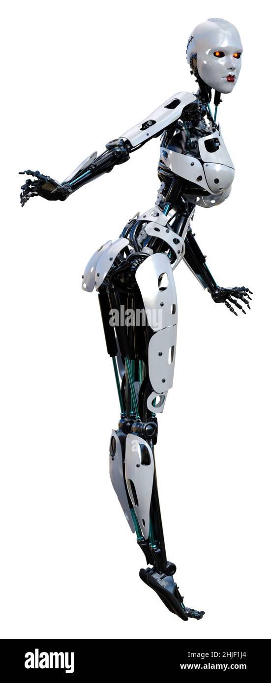3D rendering of a female robot isolated on white background Stock Photo ...