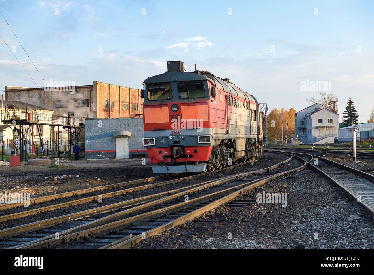 SORTAVALA, RUSSIA - OCTOBER 07, 2021: 2TE116 soviet two-section freight ...