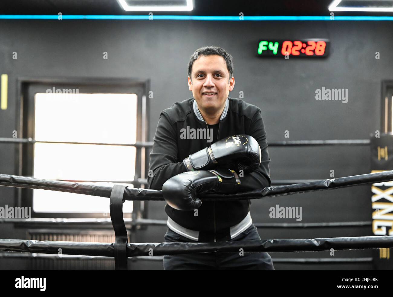 Scottish Labour leader Anas Sarwar during a visit to BXNG boxing studio ...