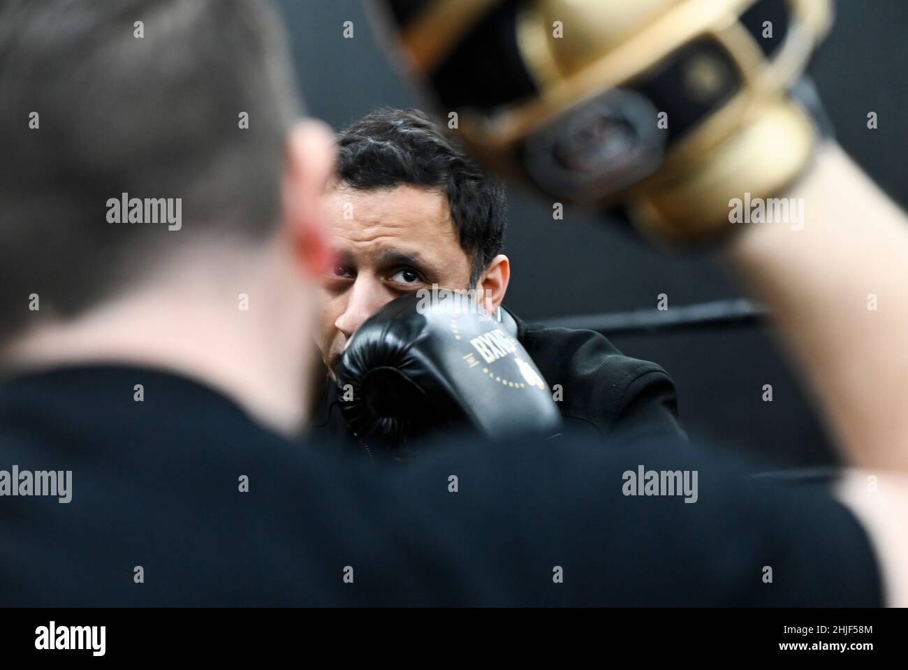 Scottish Labour leader Anas Sarwar during a visit to BXNG boxing studio ...