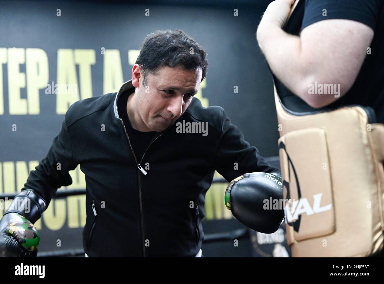 Scottish Labour leader Anas Sarwar during a visit to BXNG boxing studio ...