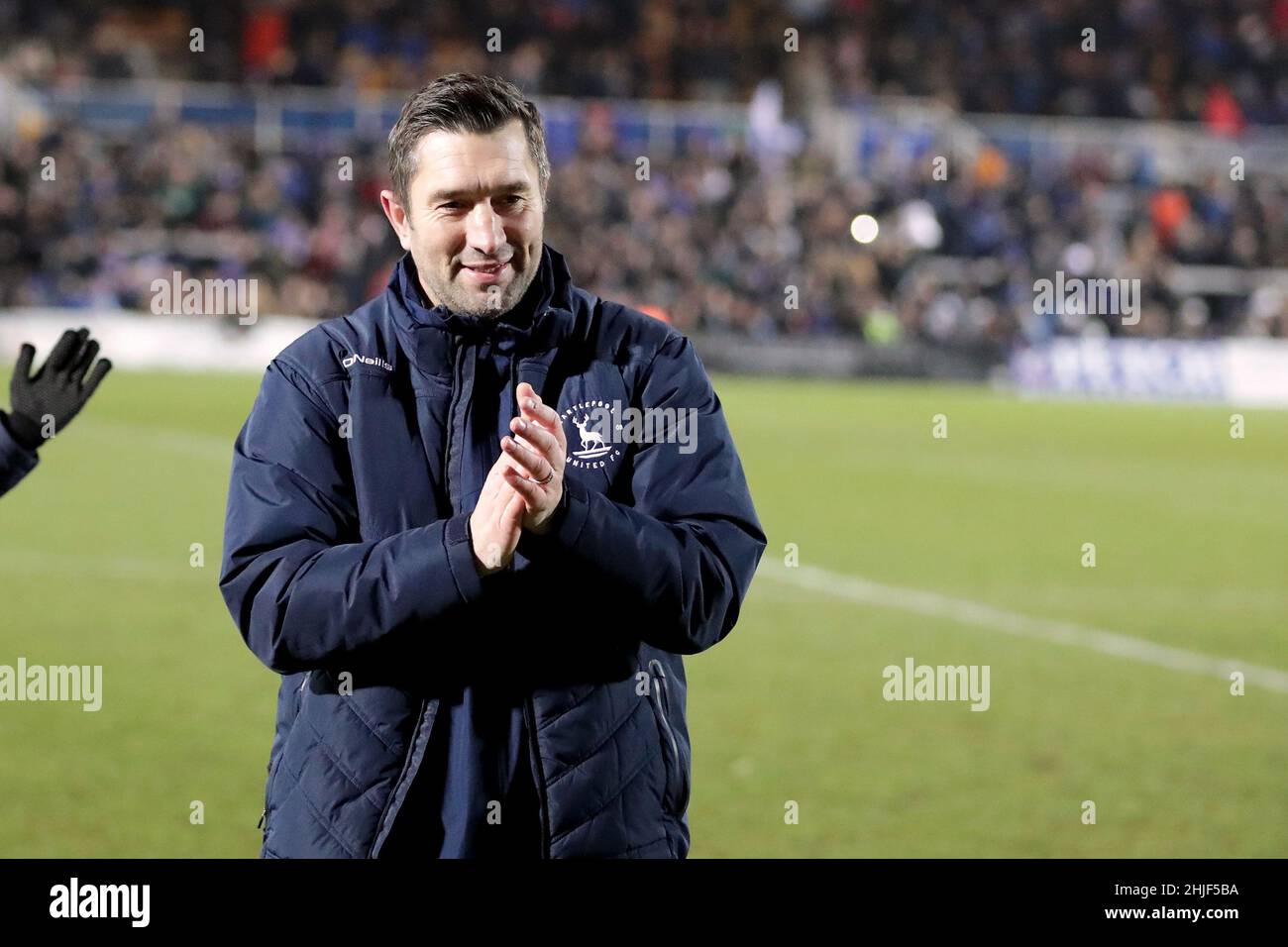 Hartlepool United manager Graeme Lee after the Papa John's Trophy ...