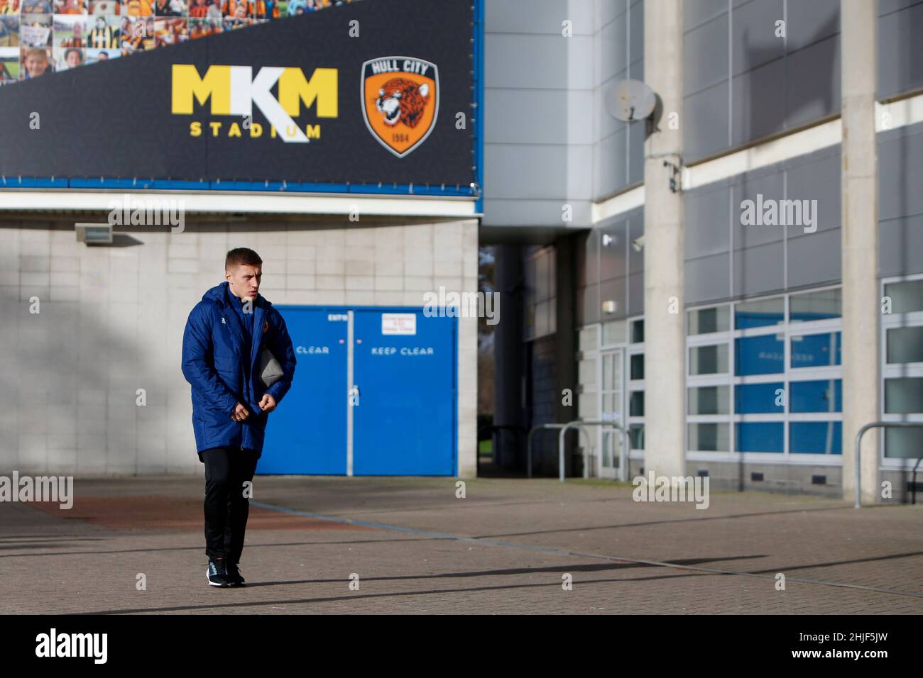 Greg Docherty #8 of Hull City arrives at the Stadium for todays game ...