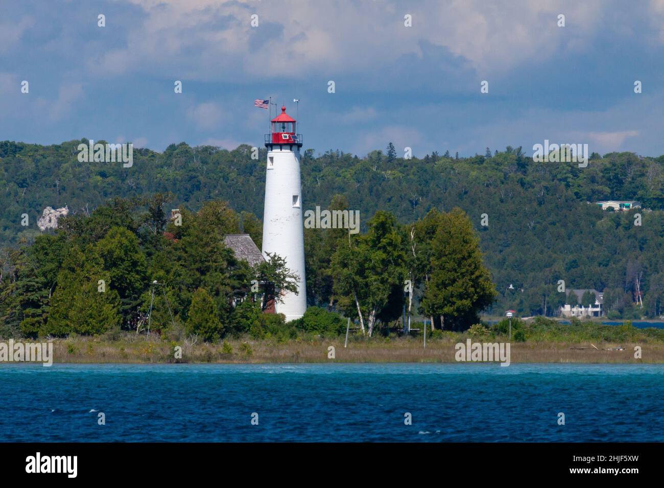 St. Helena Lighthouse - A lighthouse on an island on Lake Michigan ...