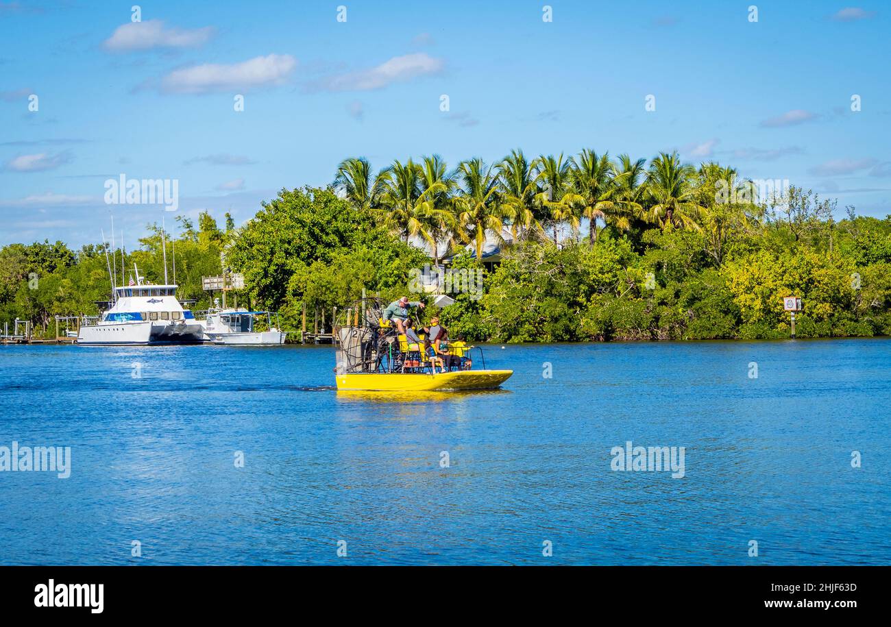 Airboats in the Barron River in Everglades City in Southeast Florida ...