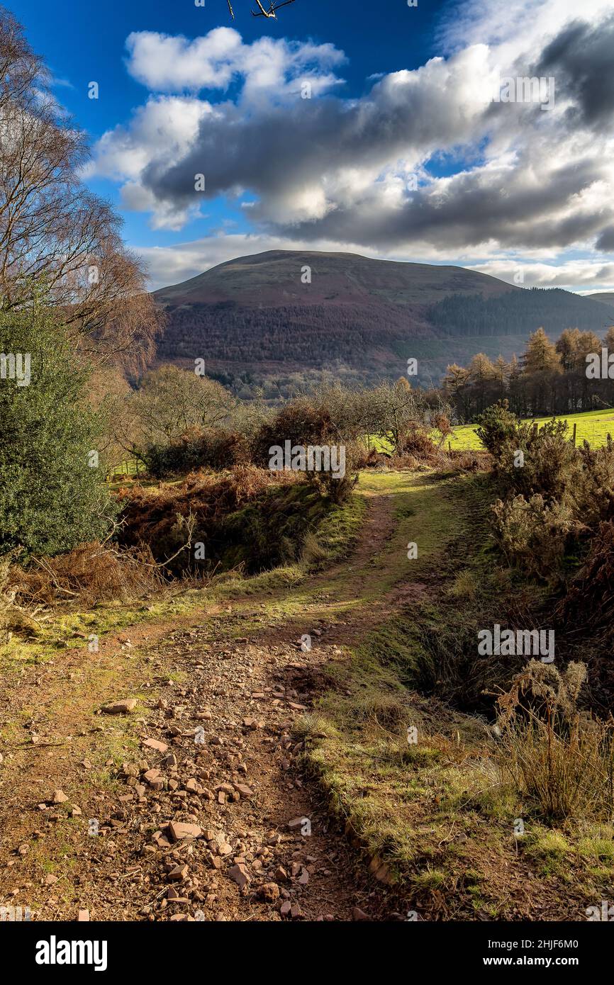 Rural scenery and a hiking trail in the Brecon Beacons, Wales, UK Stock ...