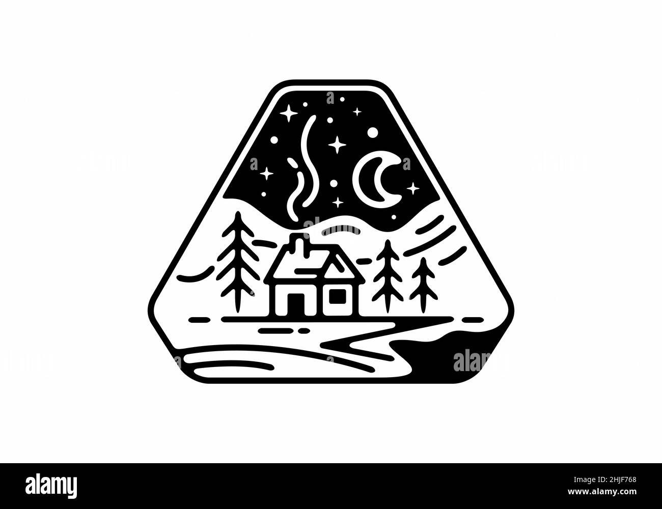 comfortable simple house line art illustration design Stock Vector ...