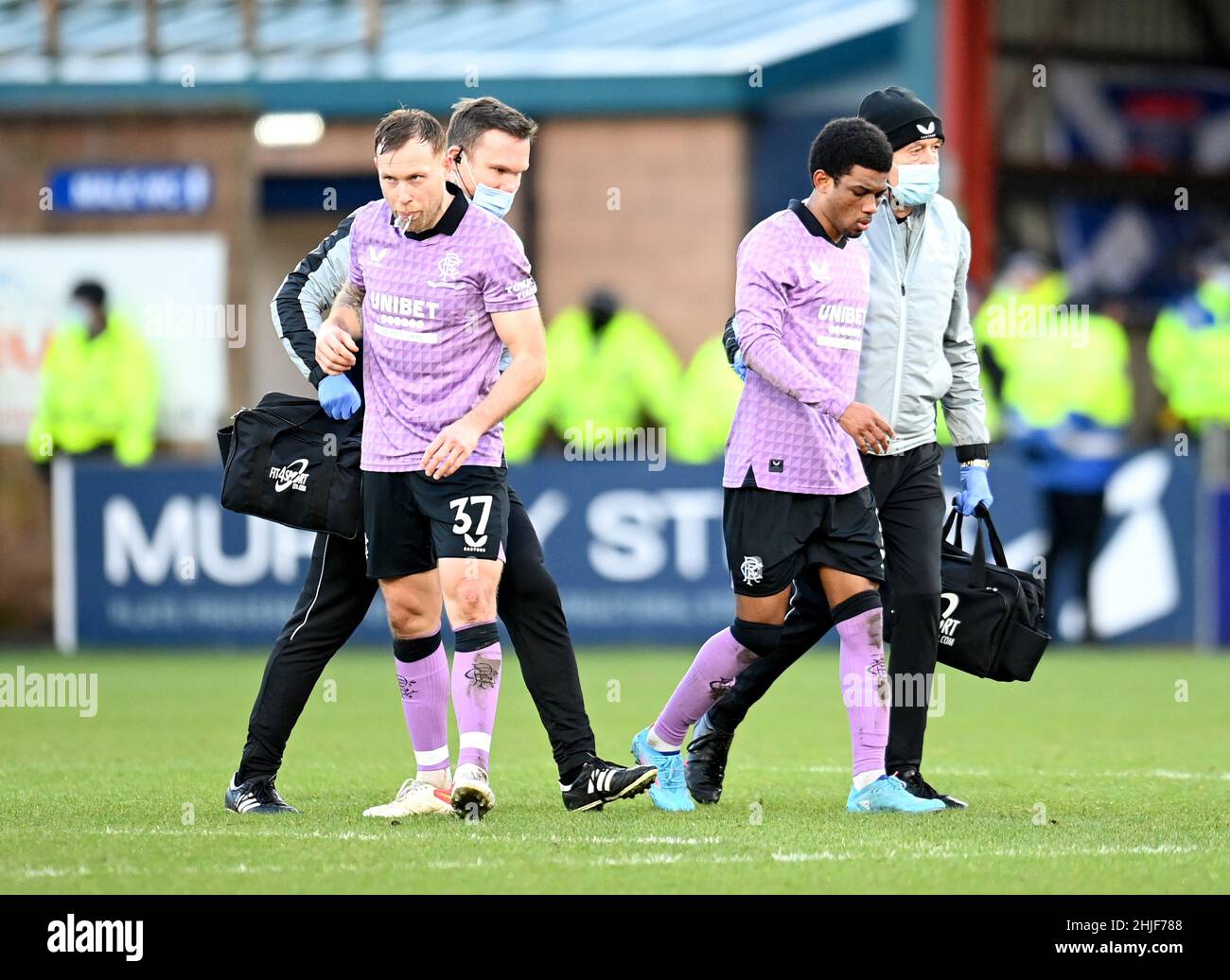 Rangers' Amad Diallo is substituted after picking up an injury during ...