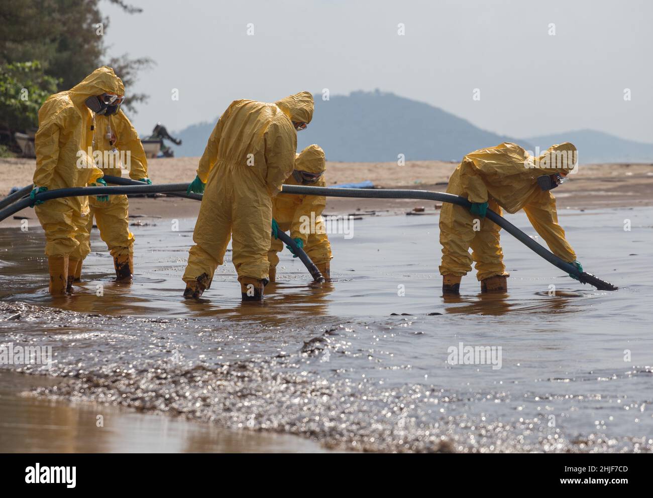 Navy soldiers wearing Personal Protective Equipment (PPE) suits seen ...