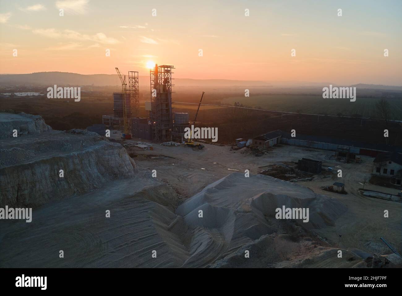 Cement factory at open pit mining of construction sand stone materials ...