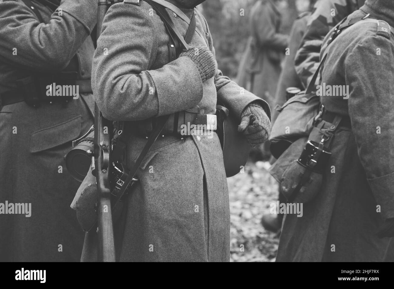 German military ammunition of a German soldier at World War II. Warm ...