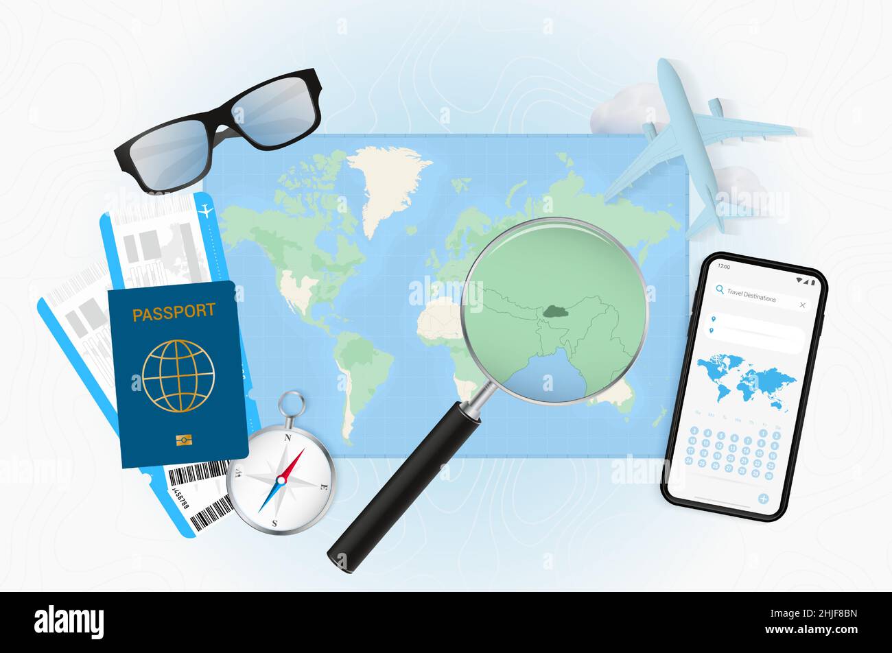 Bhutan travel destination Stock Vector Images - Alamy