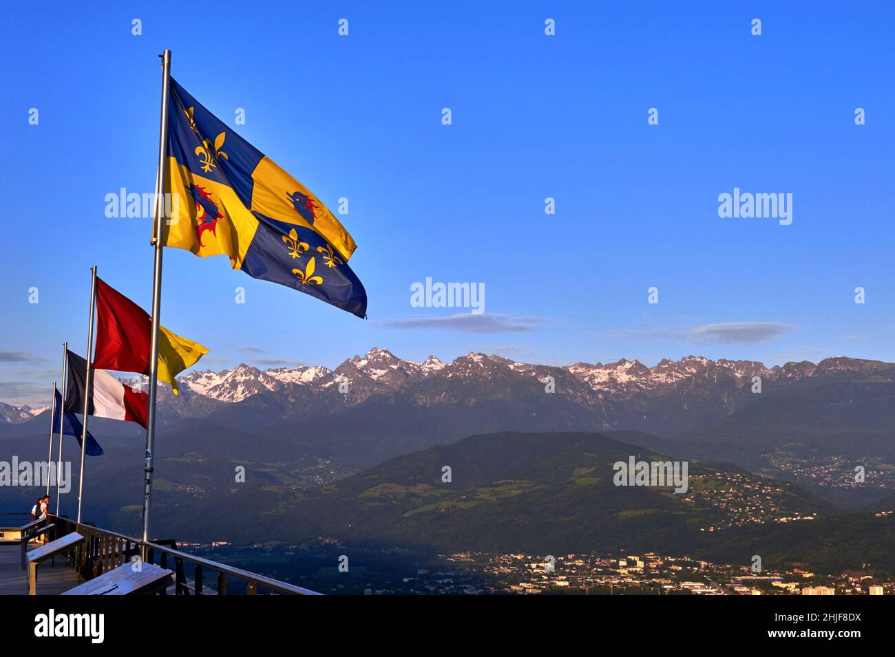 Flags In Bastille hill in Grenoble in French Alps Stock Photo - Alamy