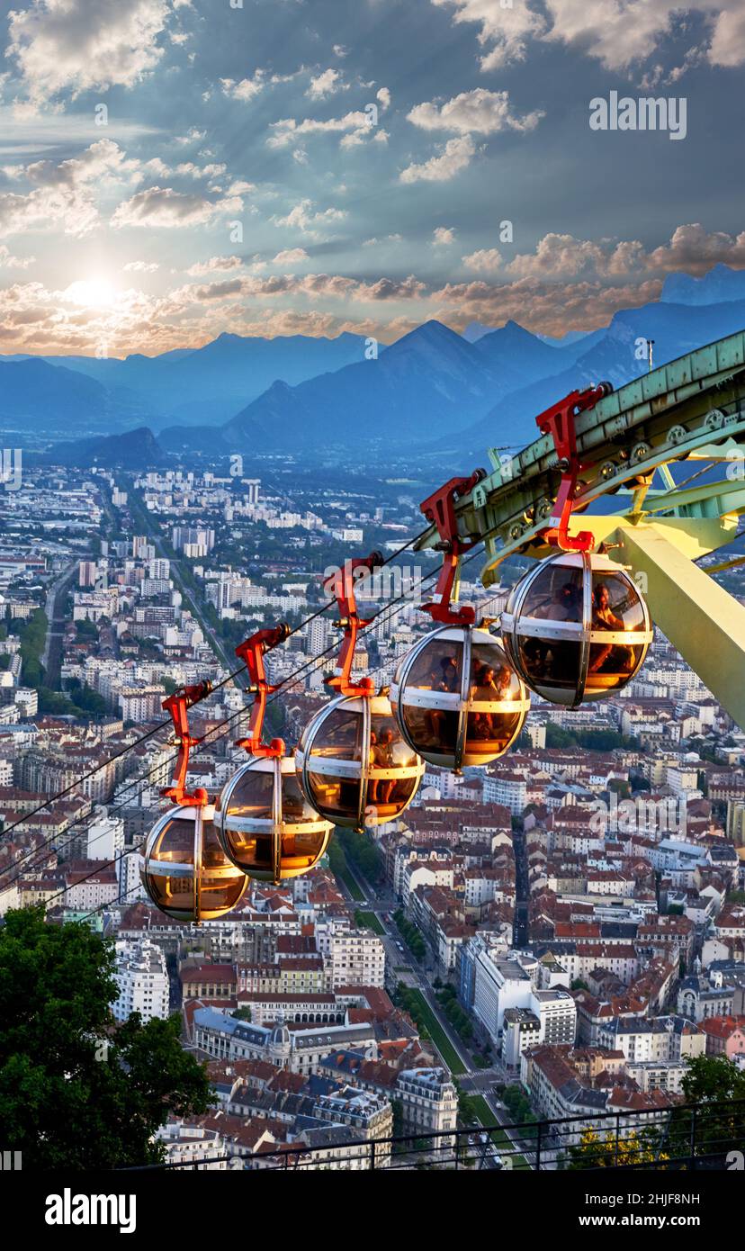 Famous spherical funicular in Grenoble Stock Photo - Alamy