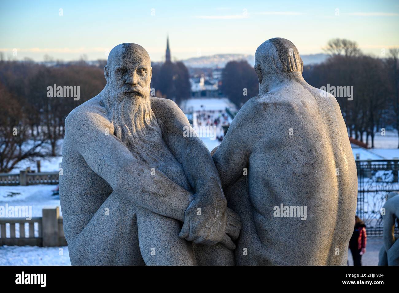View over Vigeland Sculpture Park with Uranienborg church in the ...
