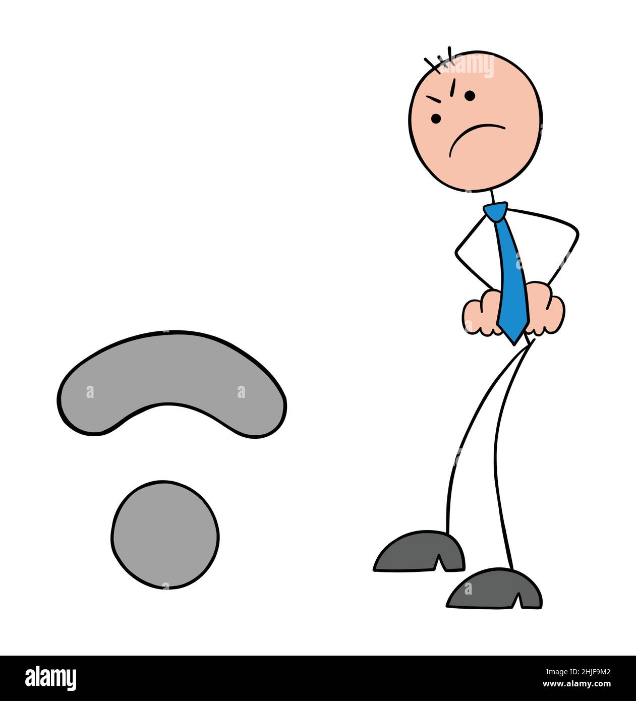 Stickman businessman is very frustrated with the weak wifi signal. Hand ...
