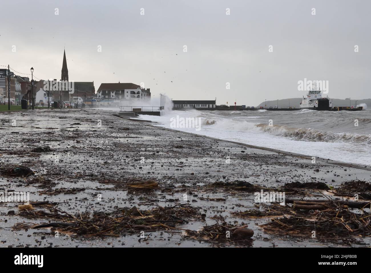 Largs, Scotland. 29th, January, 2022. Storm Malik hits the west coast ...