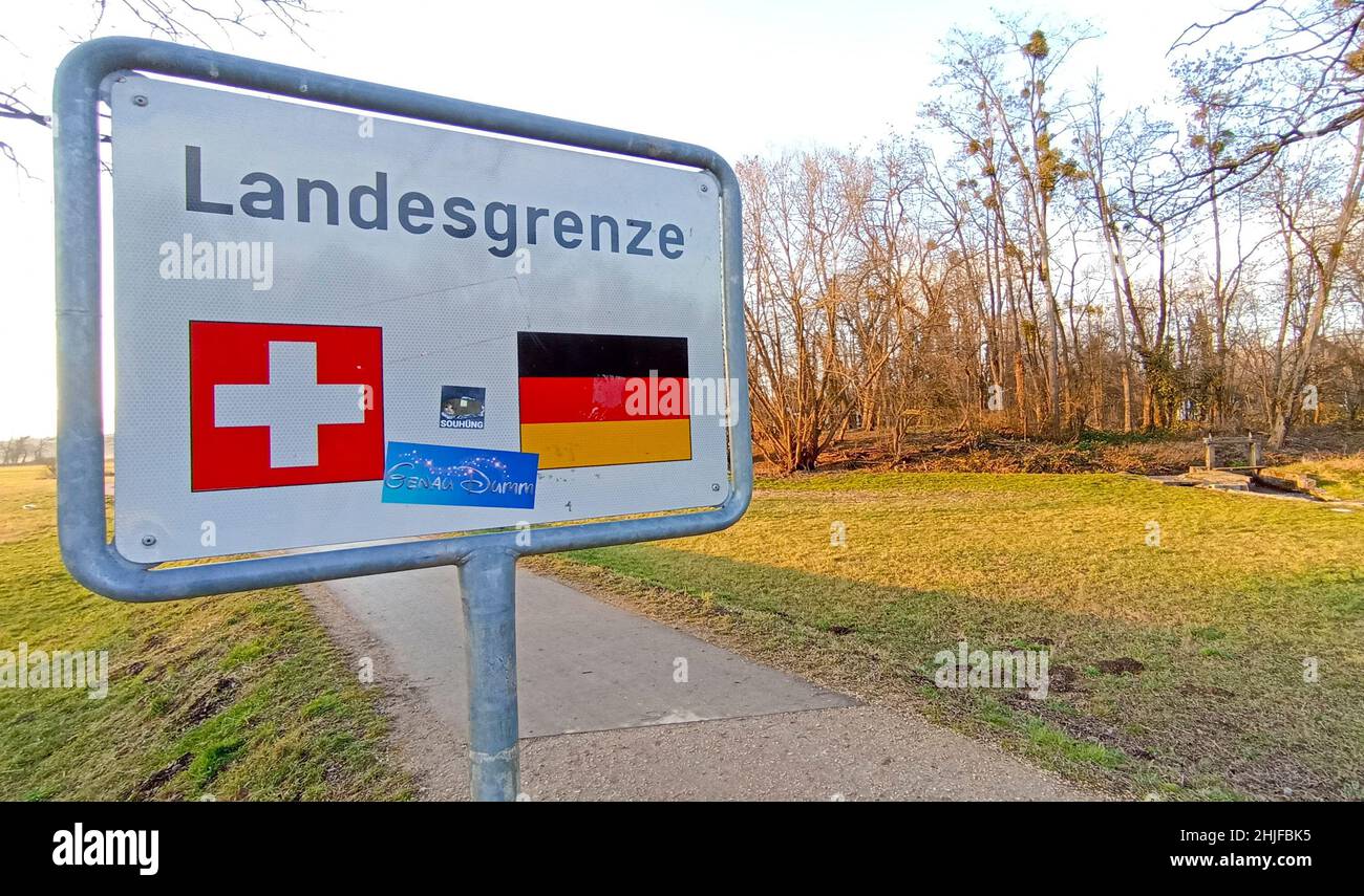 Weil am Rhein, Germany - January 28, 2022: German - Swiss Border, Zoll ...