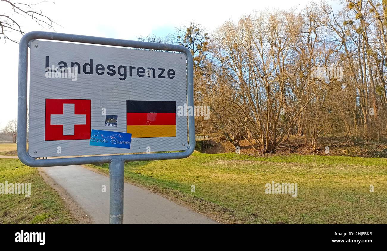 Weil am Rhein, Germany - January 28, 2022: German - Swiss Border, Zoll ...