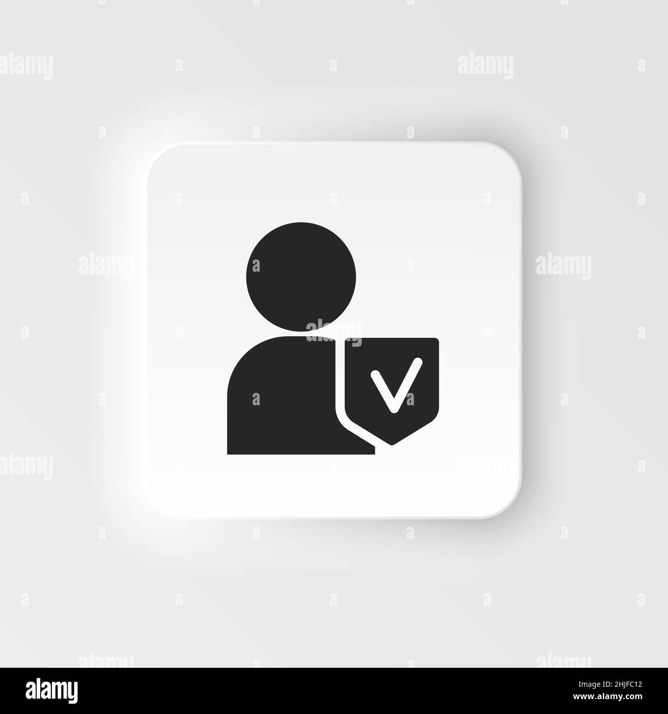 Assessment, insurance, man, shield icon - Vector. Insurance neumorphic ...