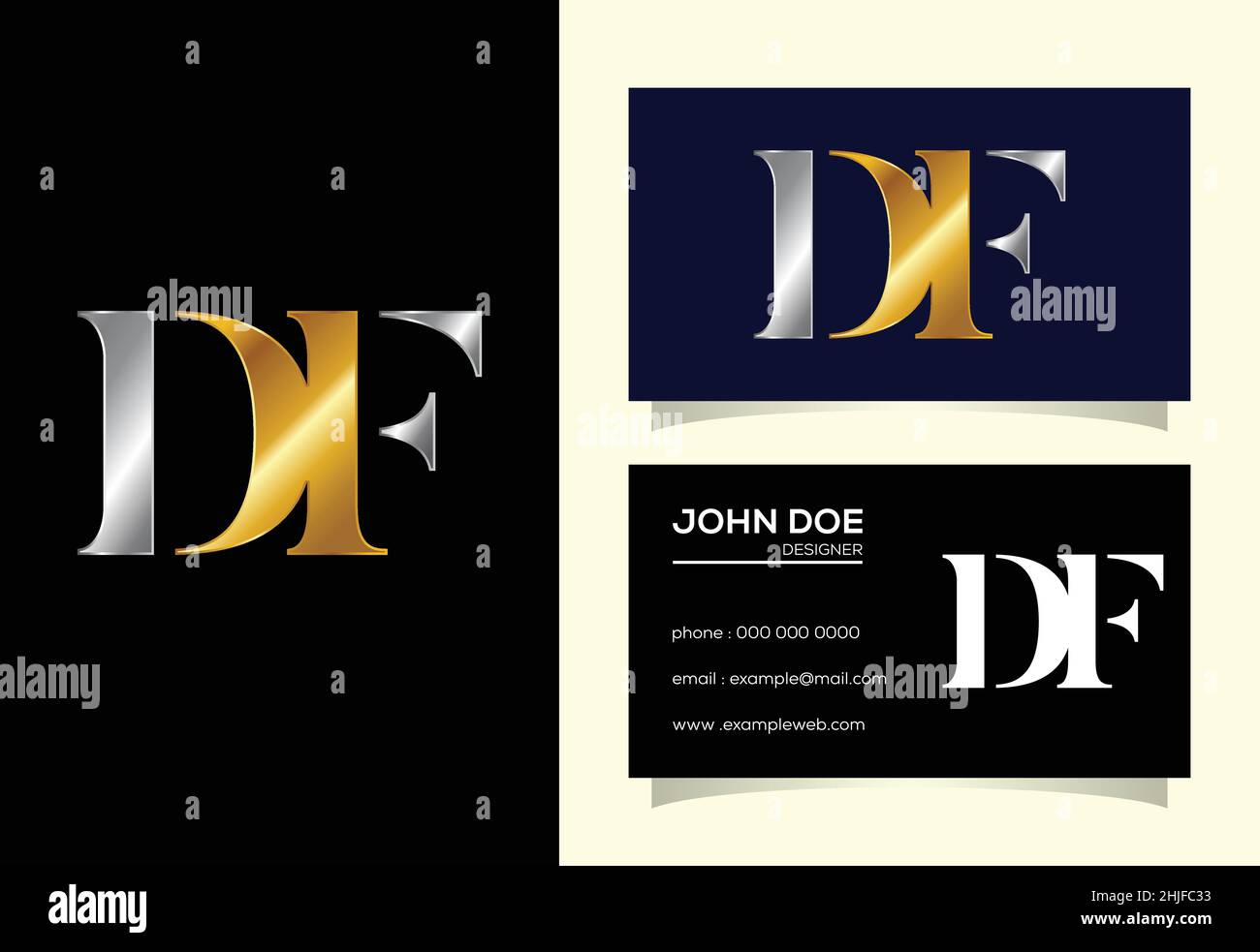 Initial Letter D F Logo Design Vector. Graphic Alphabet Symbol For ...