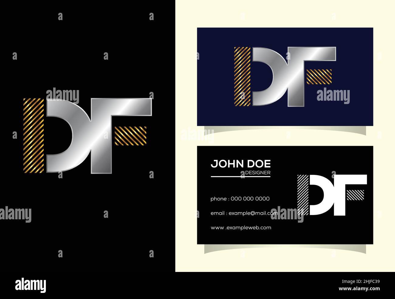 Initial Letter D F Logo Design Vector. Graphic Alphabet Symbol For ...