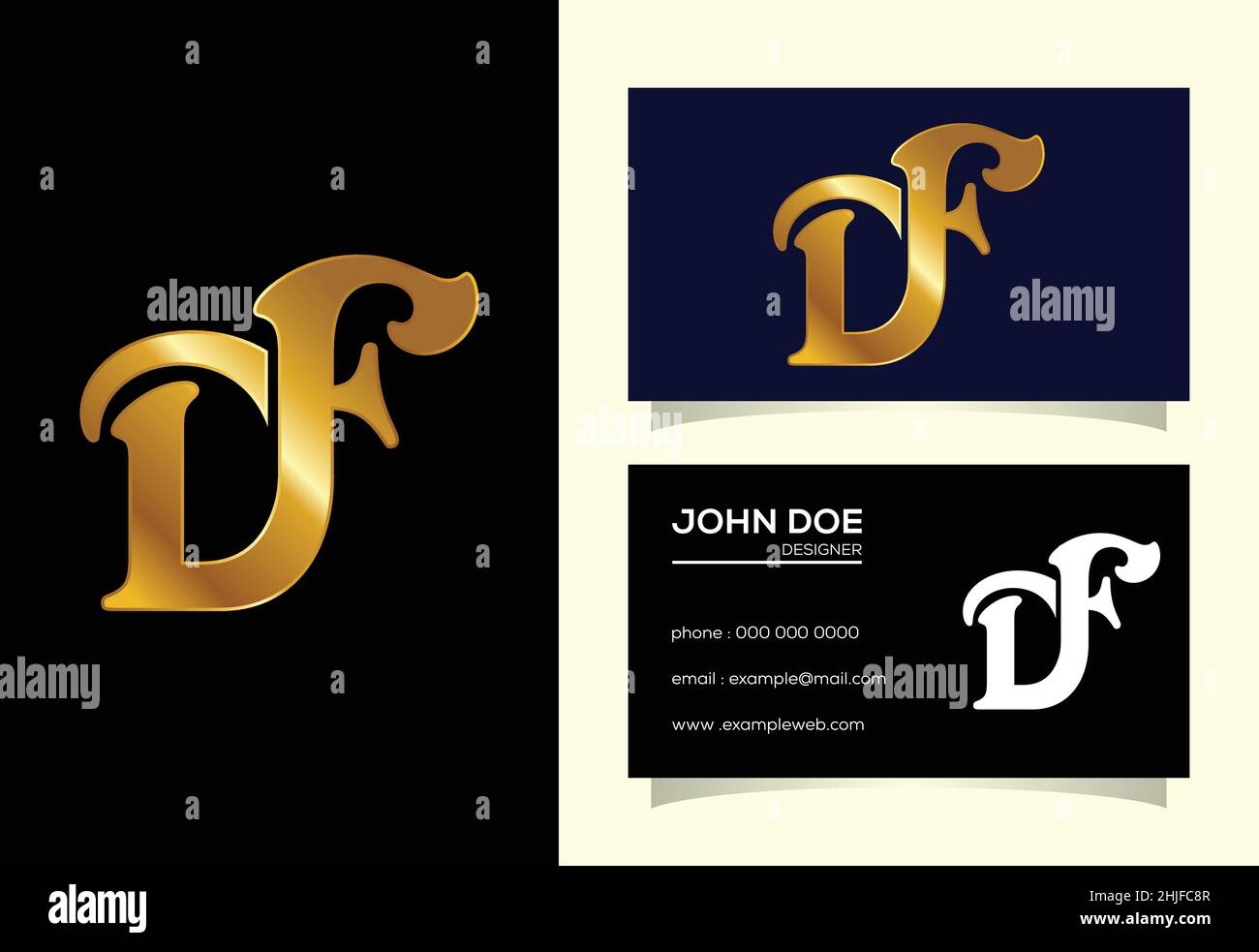 Initial Letter D F Logo Design Vector. Graphic Alphabet Symbol For ...