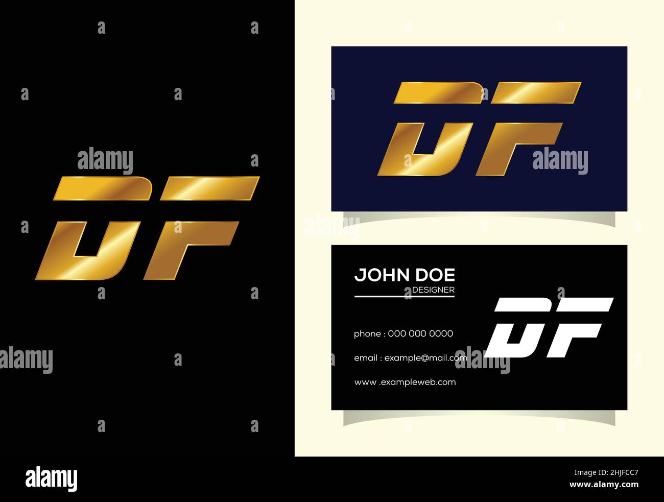 Initial Letter D F Logo Design Vector. Graphic Alphabet Symbol For ...