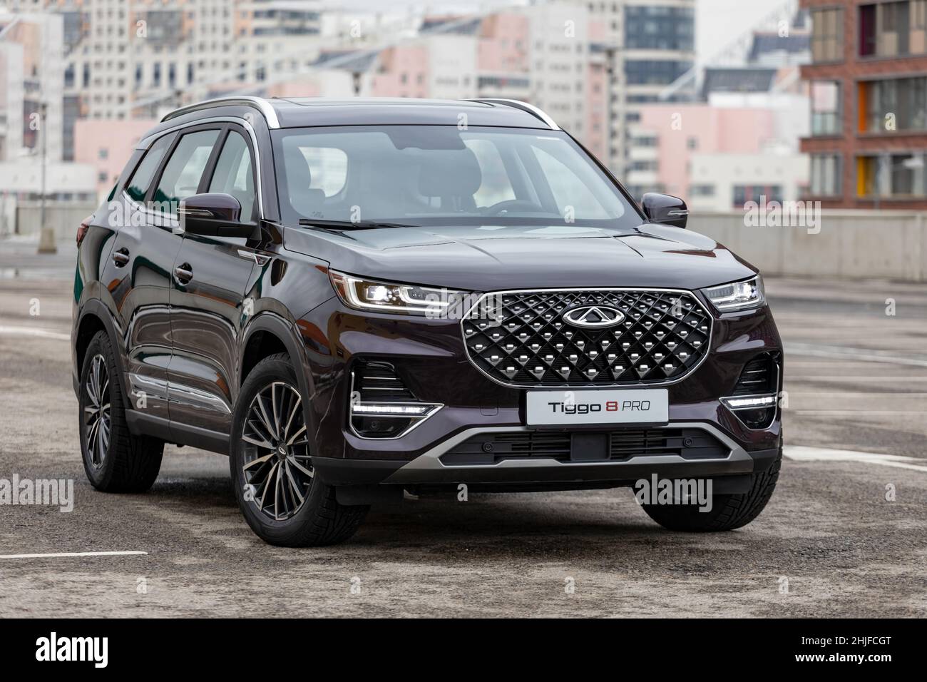 Moscow, Russia - March, 18.2021: new SUV chery tiggo 8 pro. exterior of ...