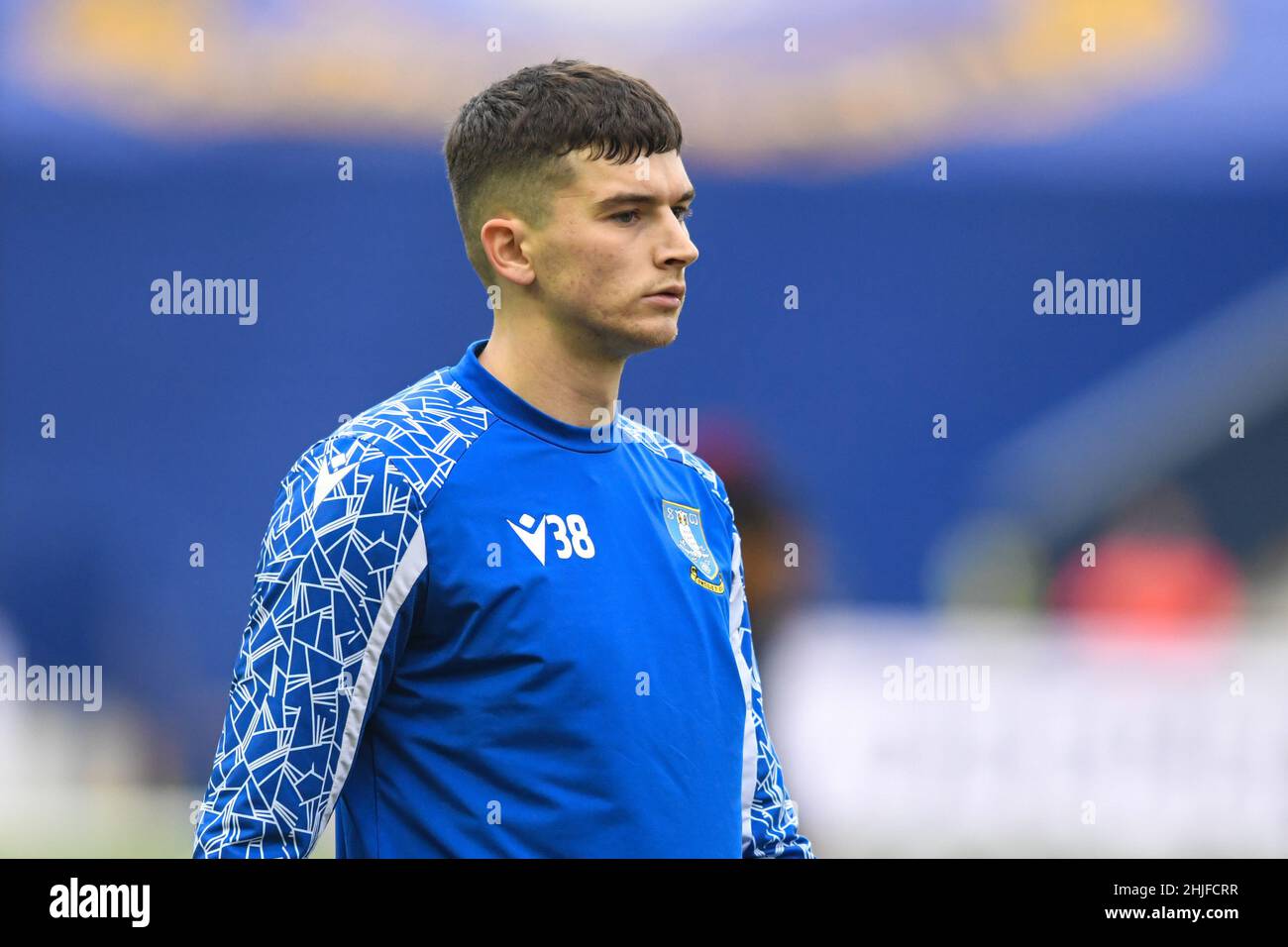Jordan Storey #38 of Sheffield Wednesday warming up before the game ...
