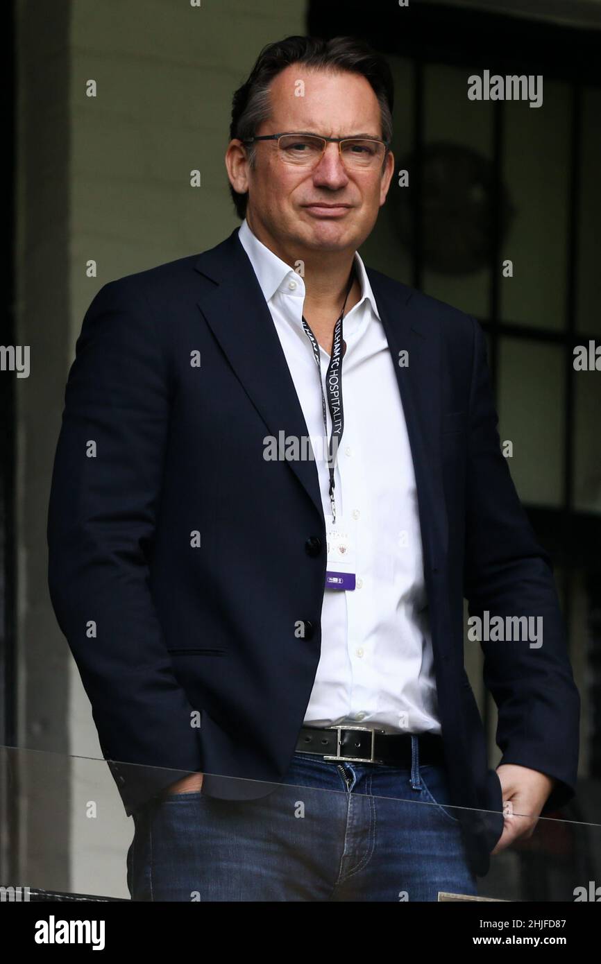 Blackpool FC owner Simon Sadler seen in the stands before the game ...