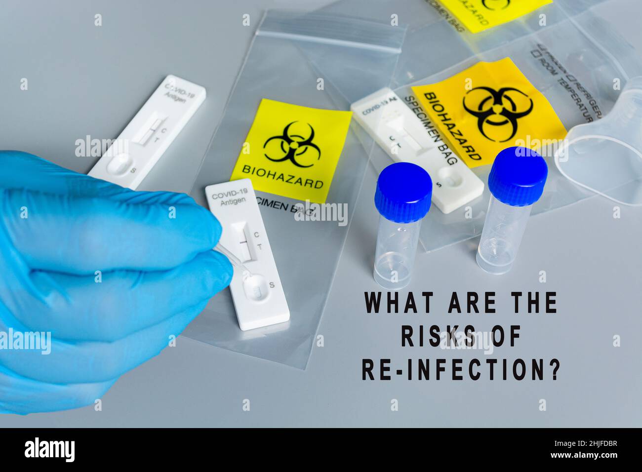 Text on image with doctor holding a test kit for disease COVID-19 Stock ...