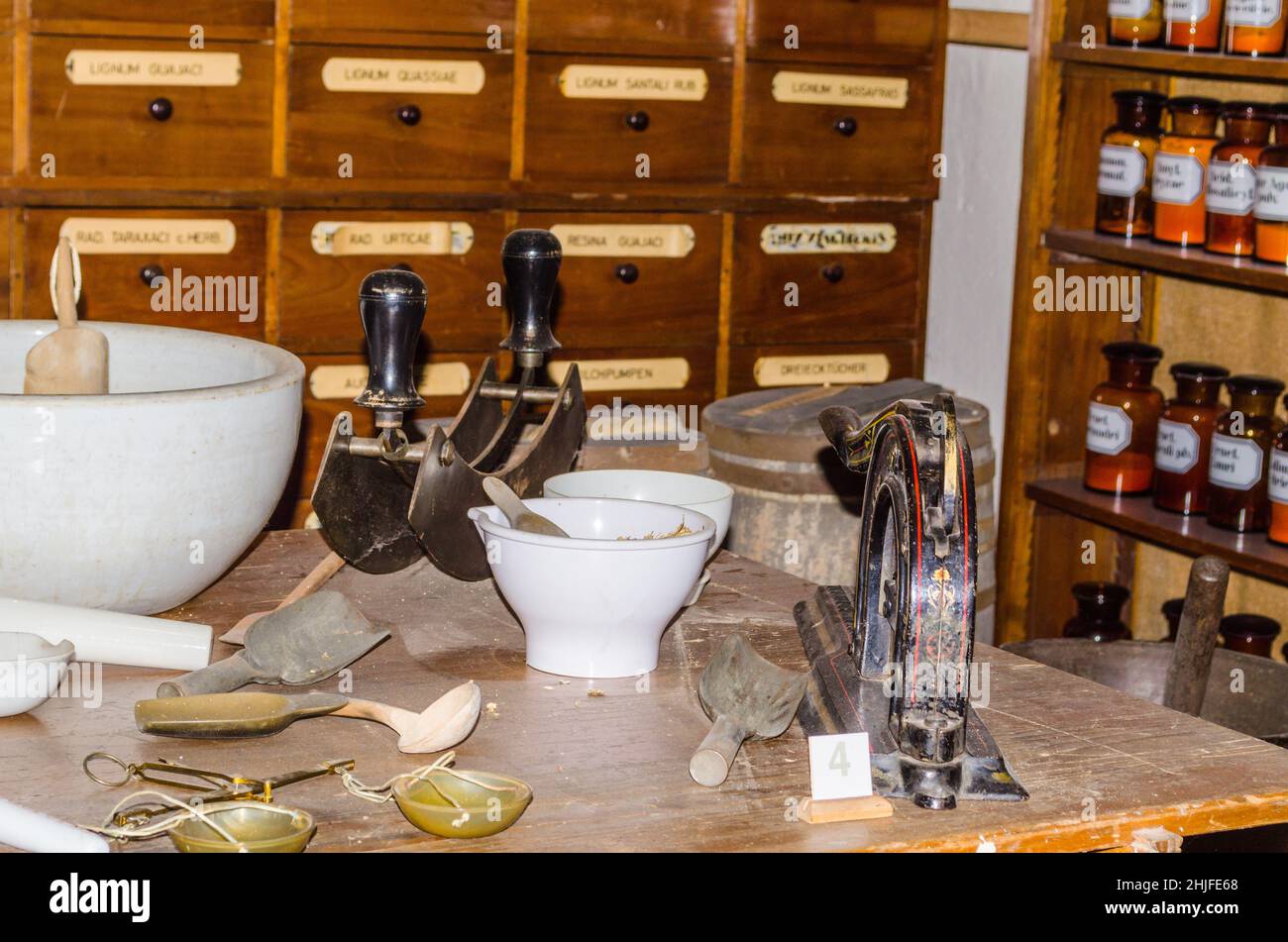 View of an old pharmacy drugstore Stock Photo - Alamy