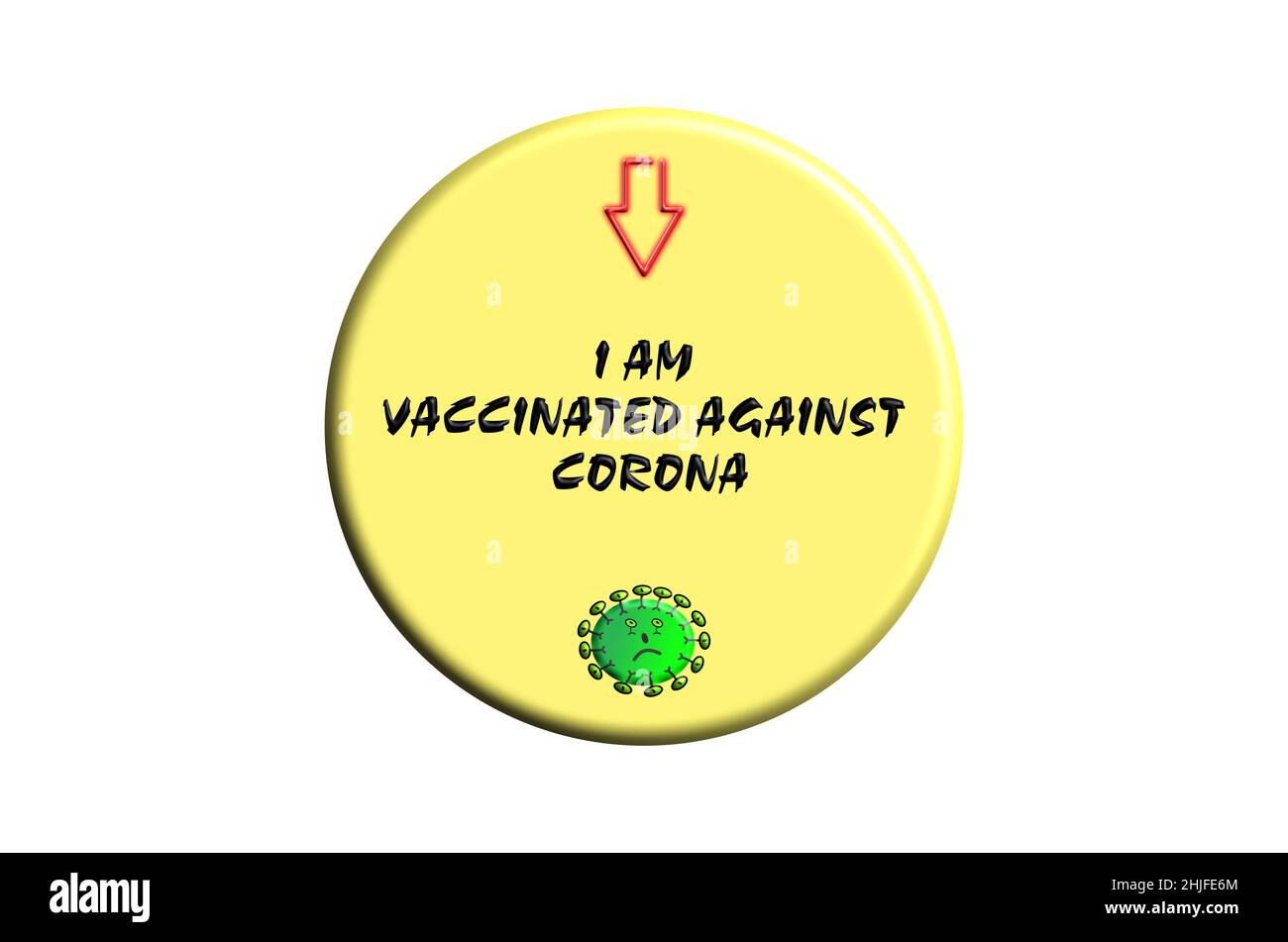 Button with inscription - I am vaccinated against Corona Stock Photo ...