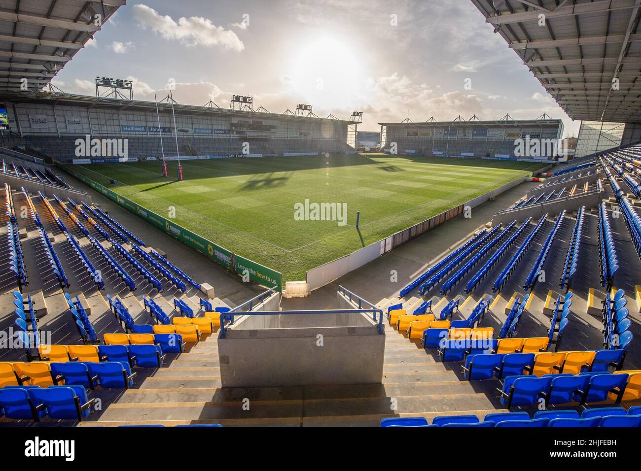 General view of The Halliwell Jones Stadium, Home of Warrington Wolves ...