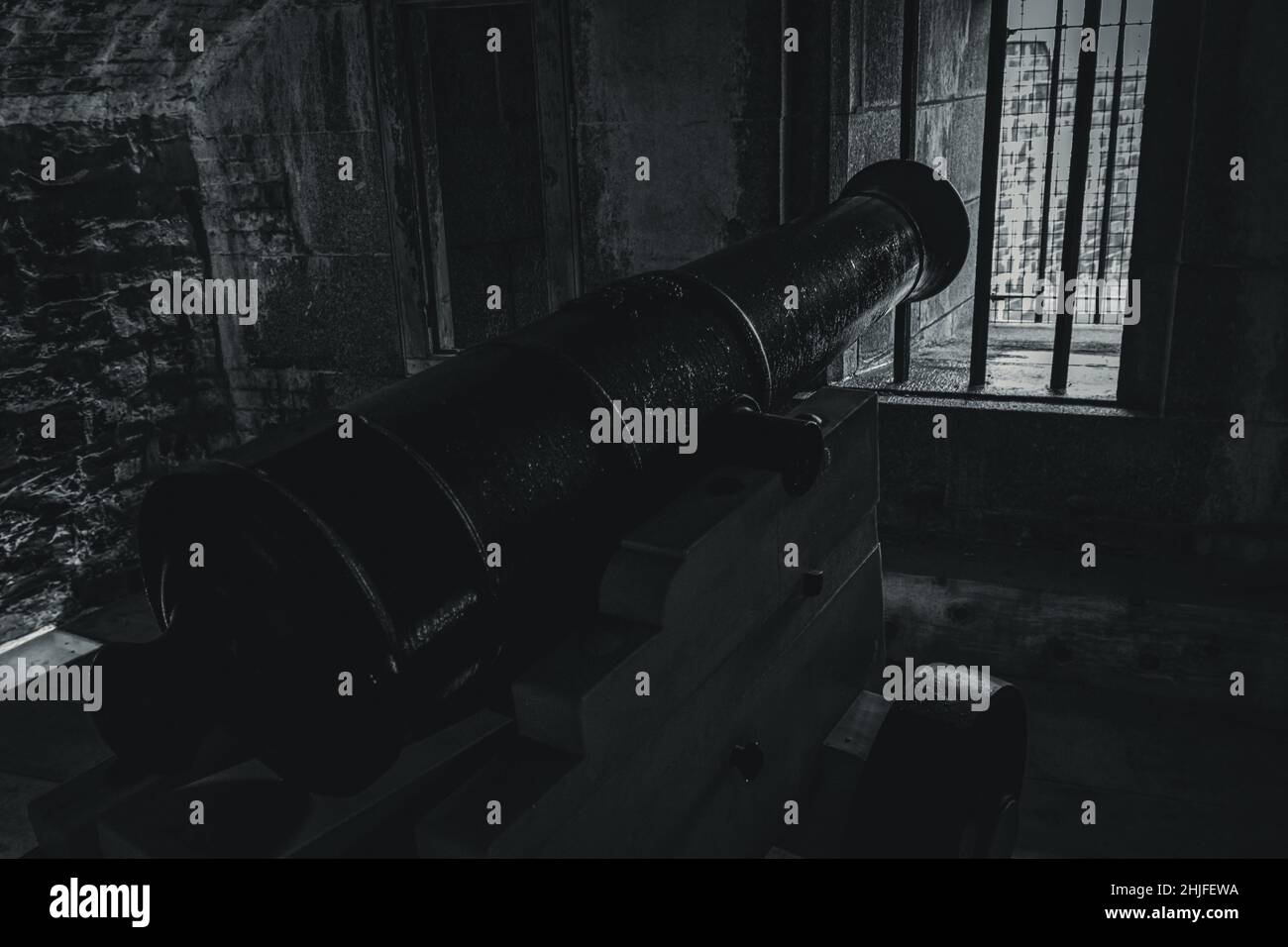 the cannon located in the defence casemates and garrison cells Stock ...