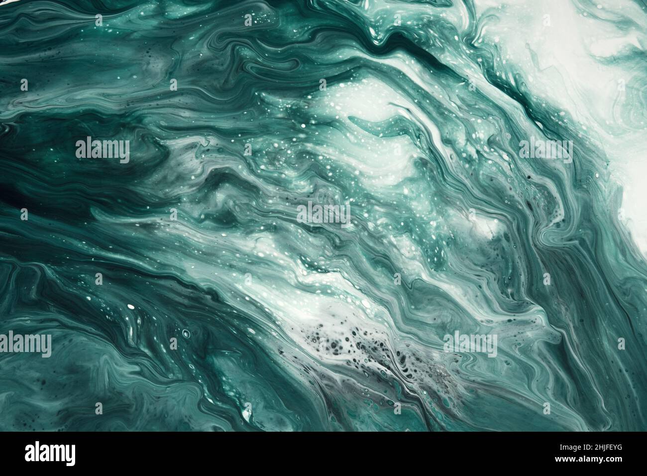 Fluid Art. Liquid emerald green abstract drips and wave. Marble effect ...