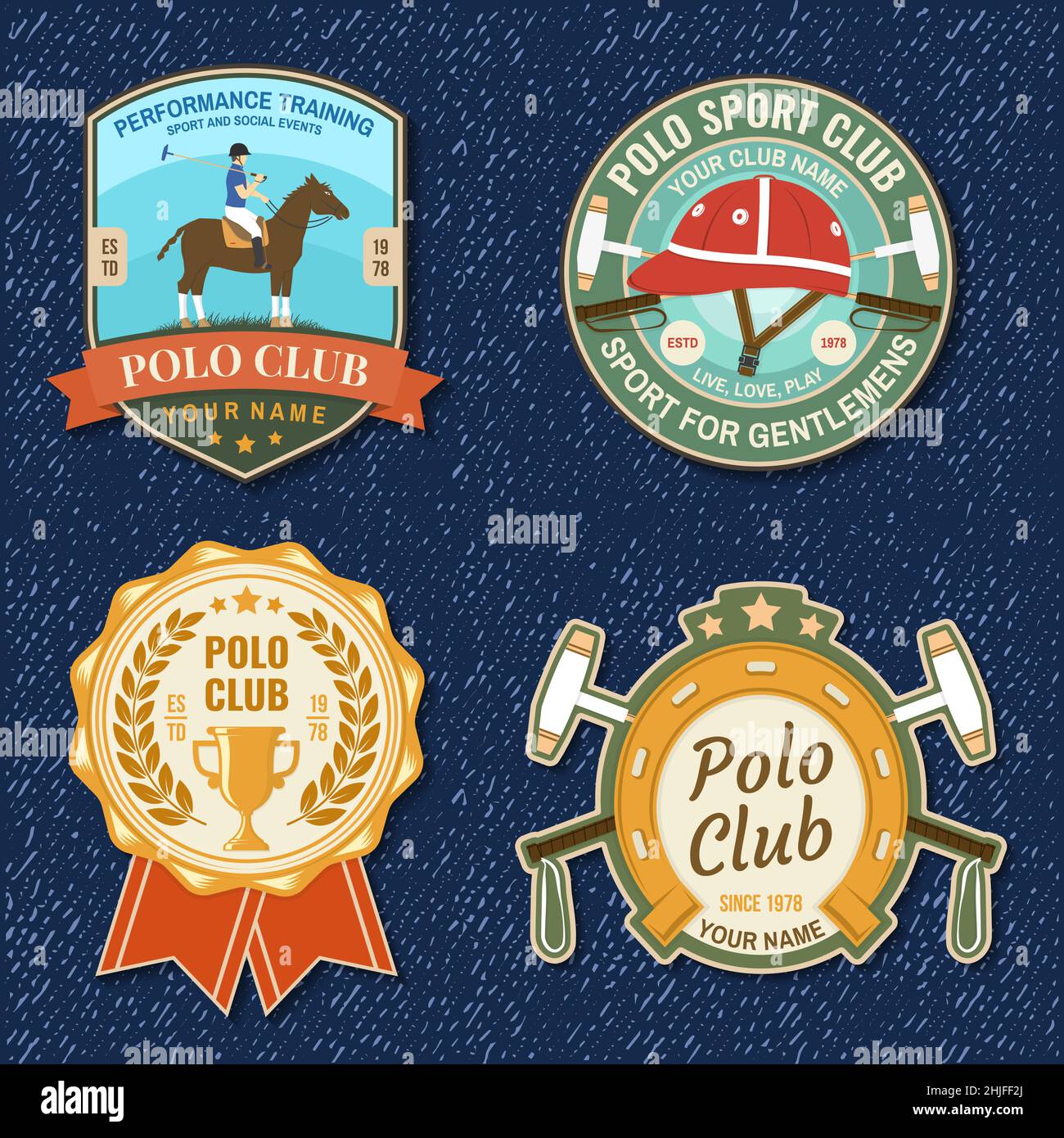 Set of Polo club sport badges, patches, emblems, logos. Vector ...