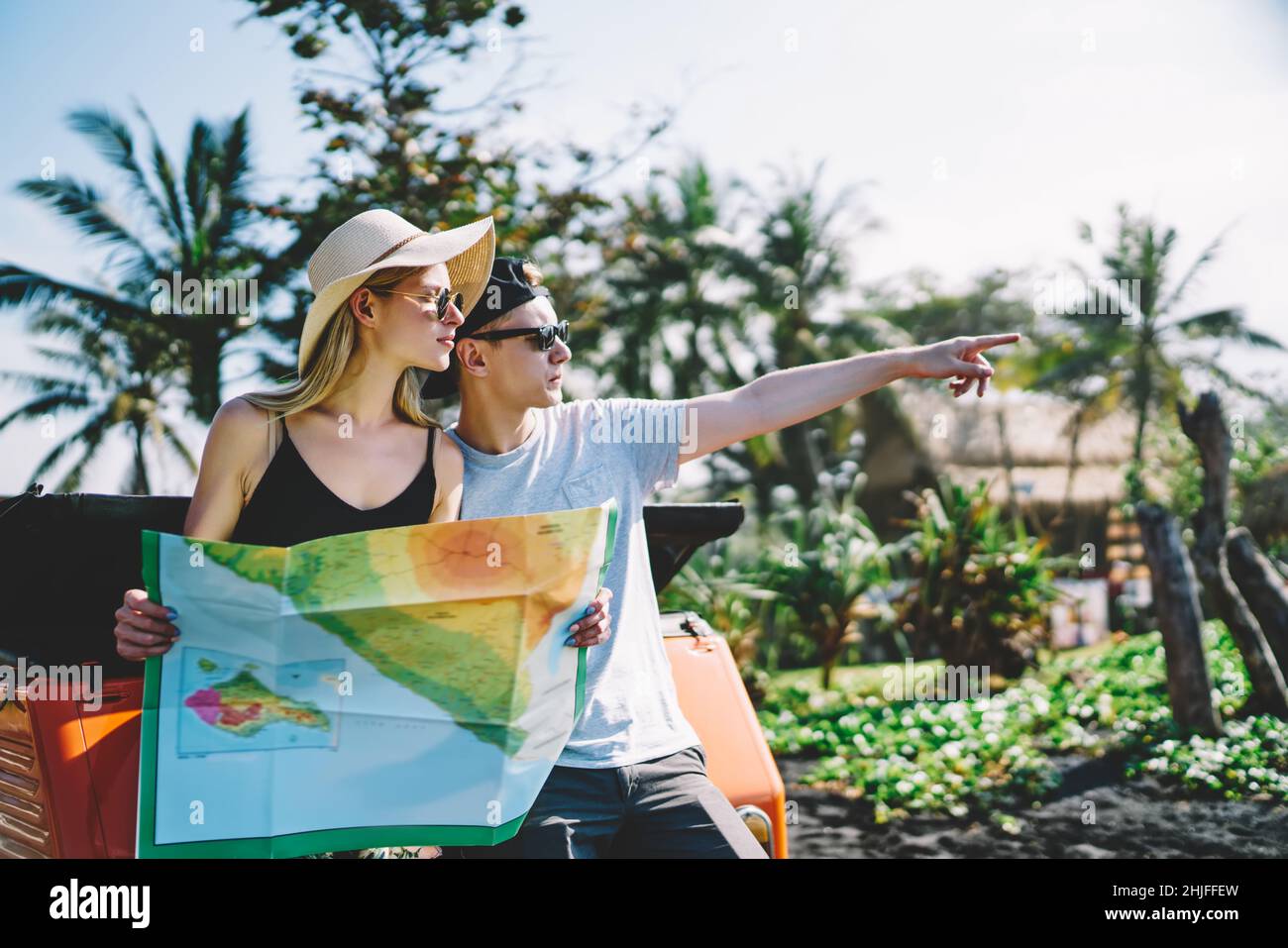 Concentrated couple with map finding route Stock Photo - Alamy Concentrated couple with map finding route Stock Photo - Alamy