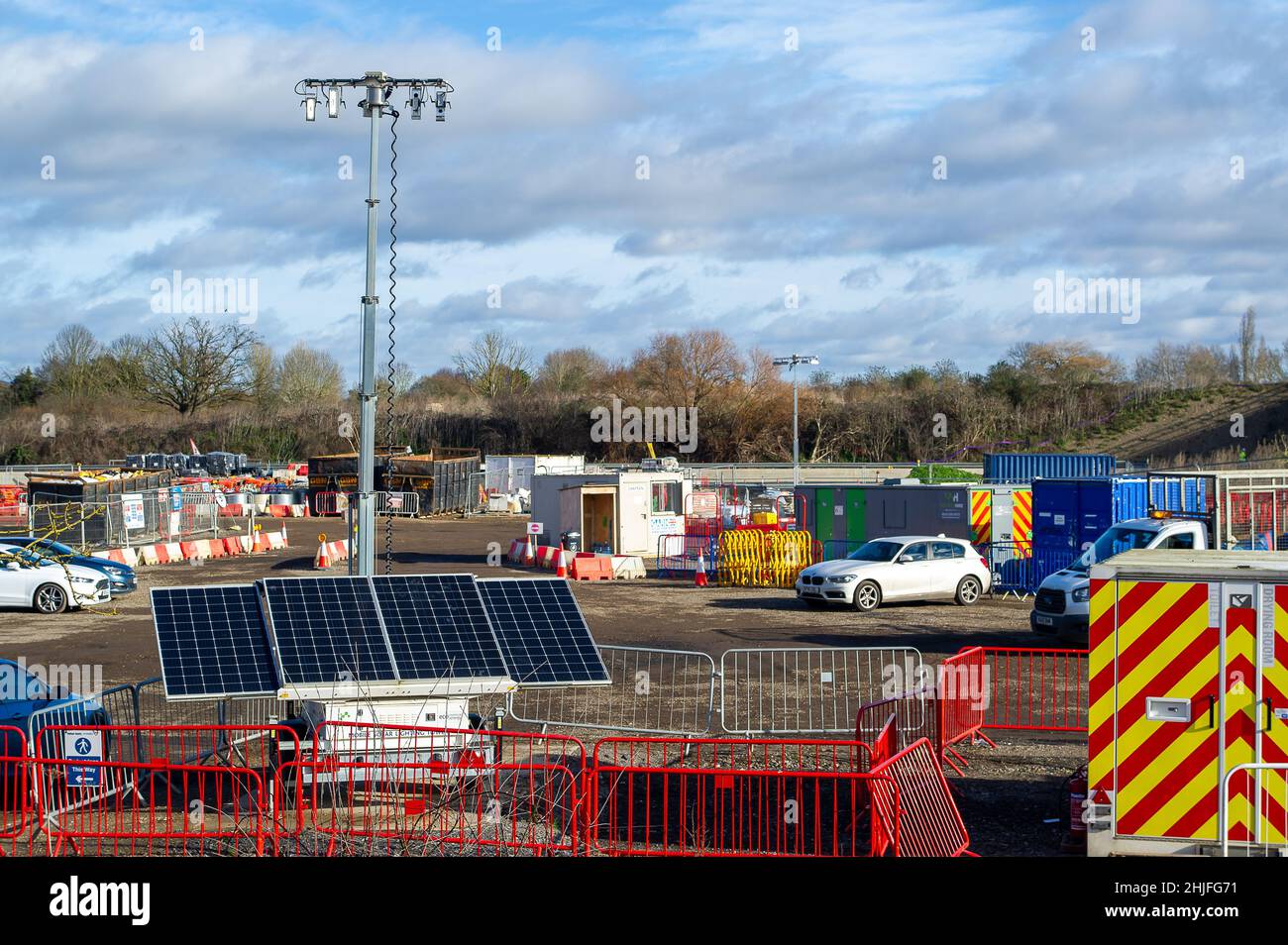 Datchet, Berkshire, UK. 29th January, 2022 The huge M4 works compound ...