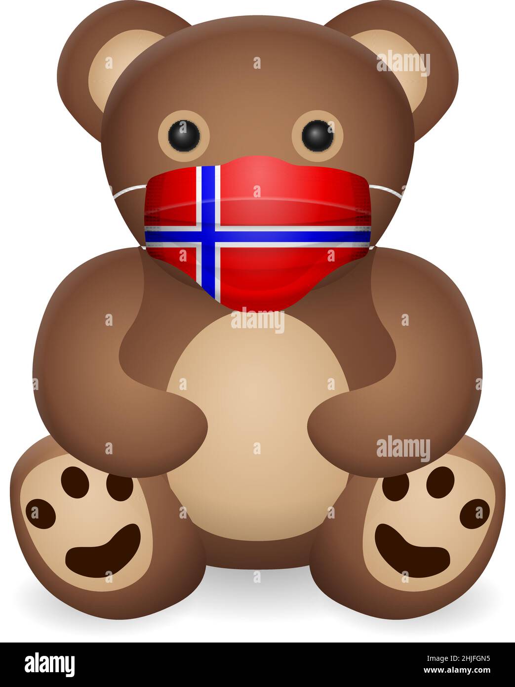 Teddy bear with medical mask Norway flag on a white background. Vector illustration Stock Vector Image Art Alamy