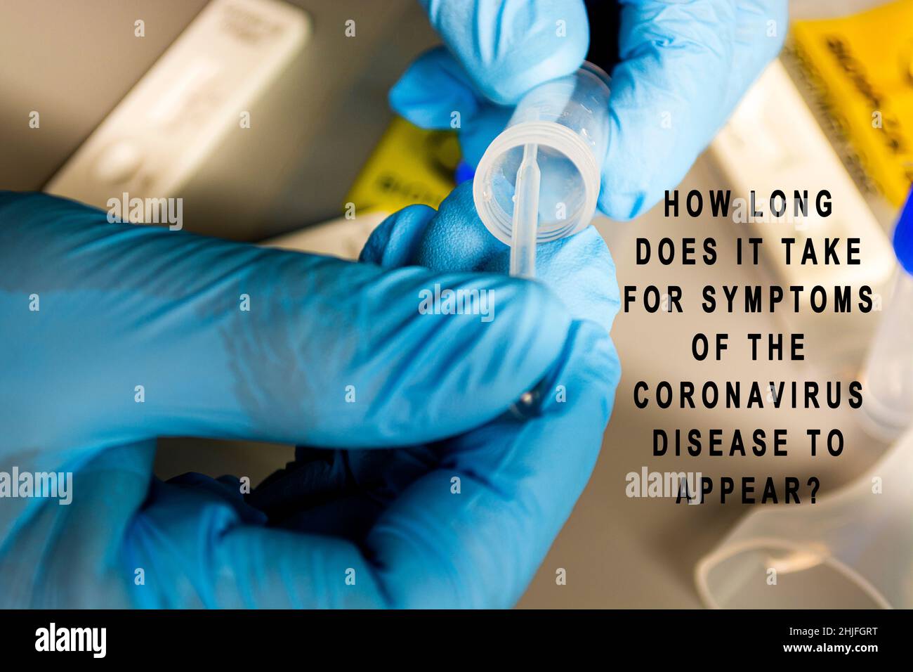 COVID-19 rapid test performed in hospital lab with background of viral ...