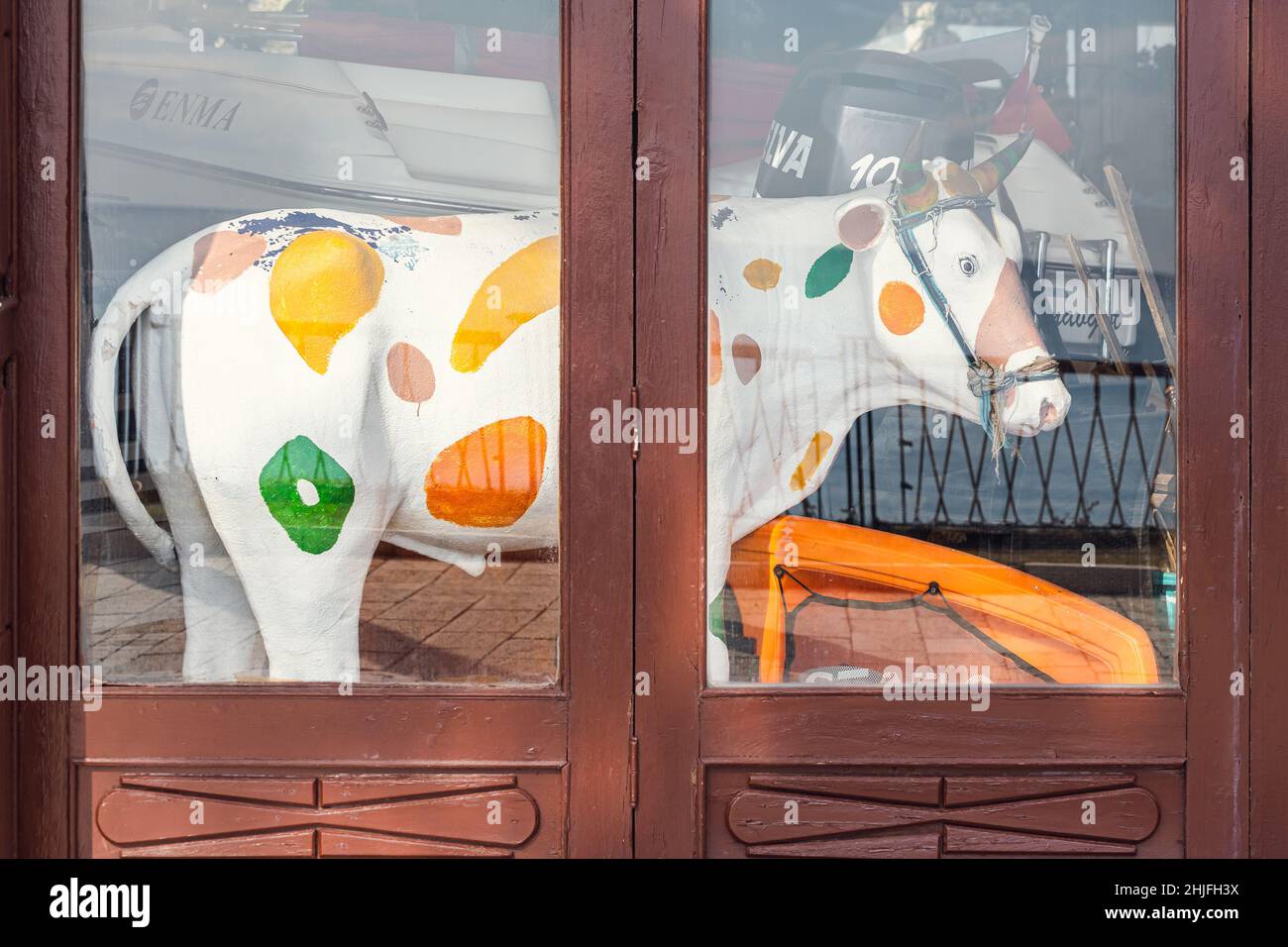 Side, Turkey -January 22, 2022: decoration in a cafe in the form of a ...