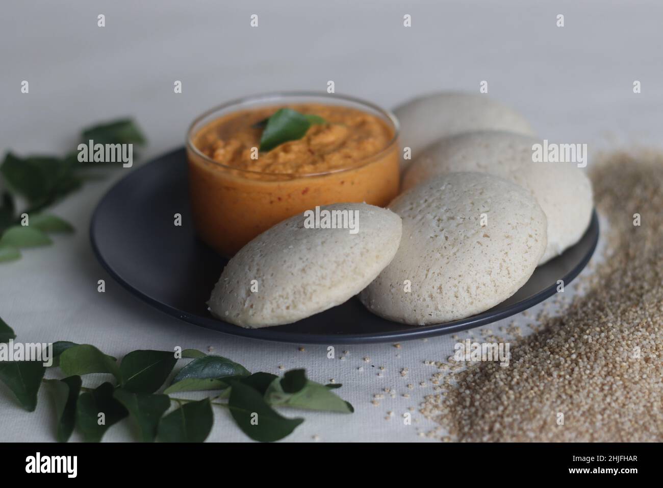 Steamed Little millet cakes or little millet idli. Made with fermented ...