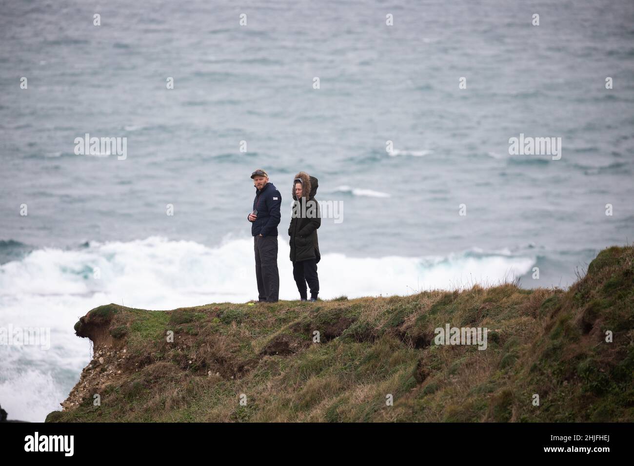 Mutton Cove,Godrevy,Cornwall,29th January 2022,People were out walking ...