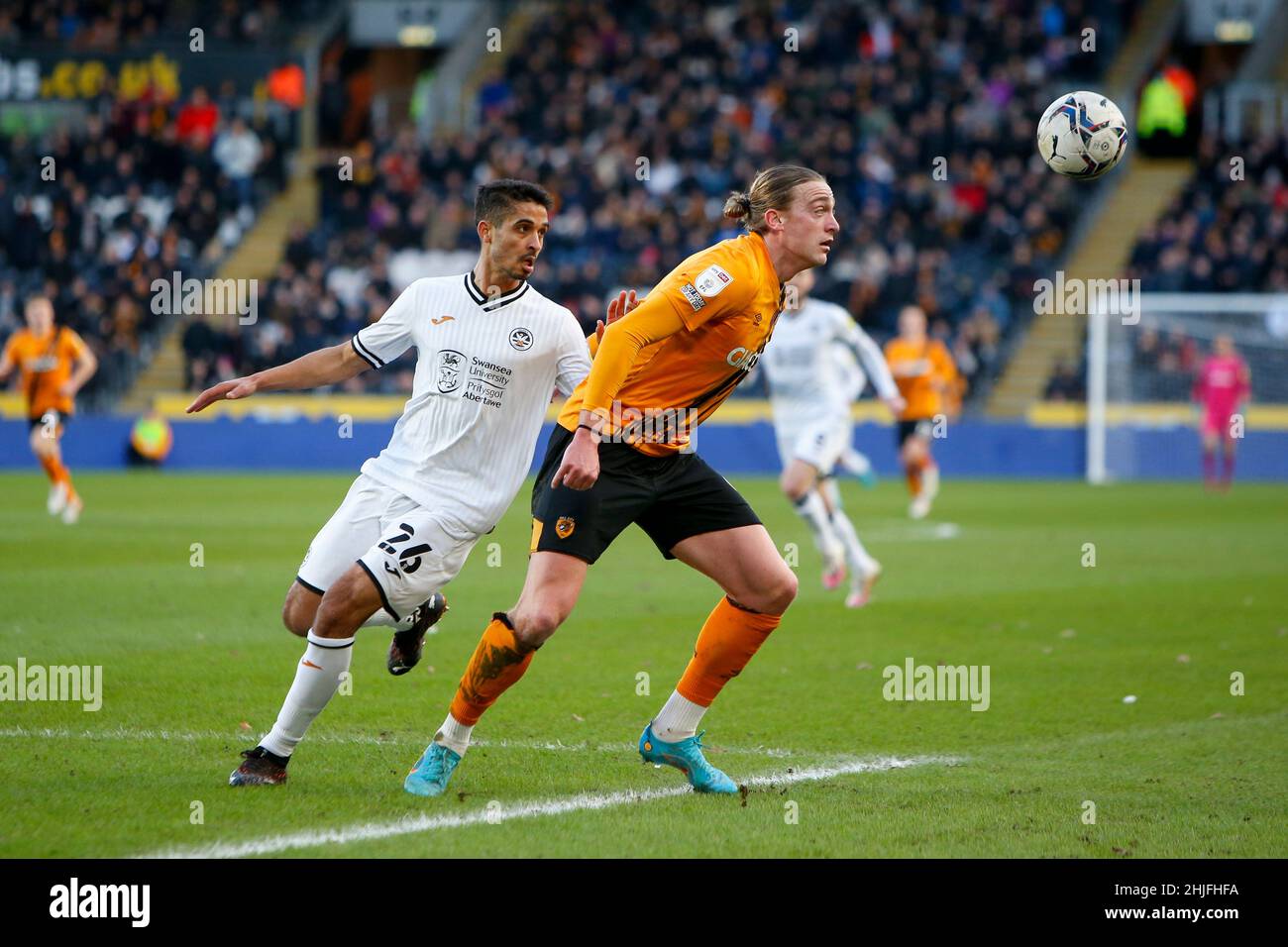 Tom Eaves #9 of Hull City and Kyle Naughton #26 of Swansea City Stock ...
