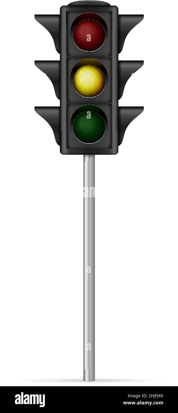 Traffic light yellow light on a white background. Vector illustration ...